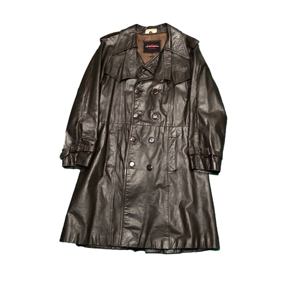 Jackets & Coats | Rare 7s Vintage Bengal Lancer Leather Trench Coat ...